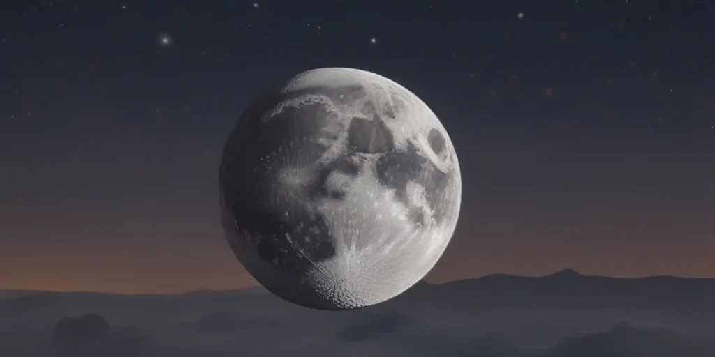 A Majestic View of the Full Moon Illuminating a Starry Night Sky