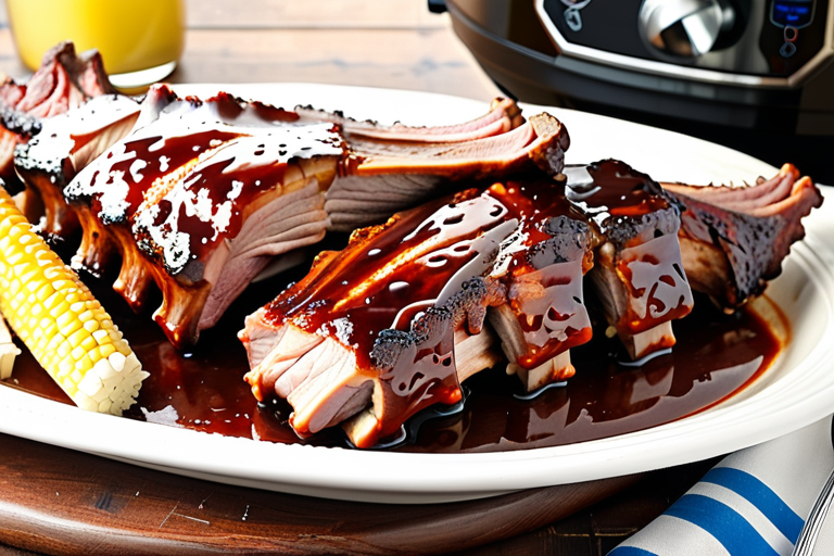 Deliciously Grilled Pork Ribs Served on a Beautiful Platter with Garnish