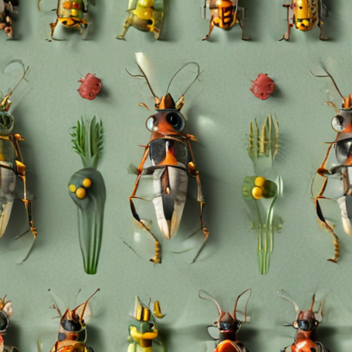 A Colorful Collection of Various Insects Displayed on a Green Background