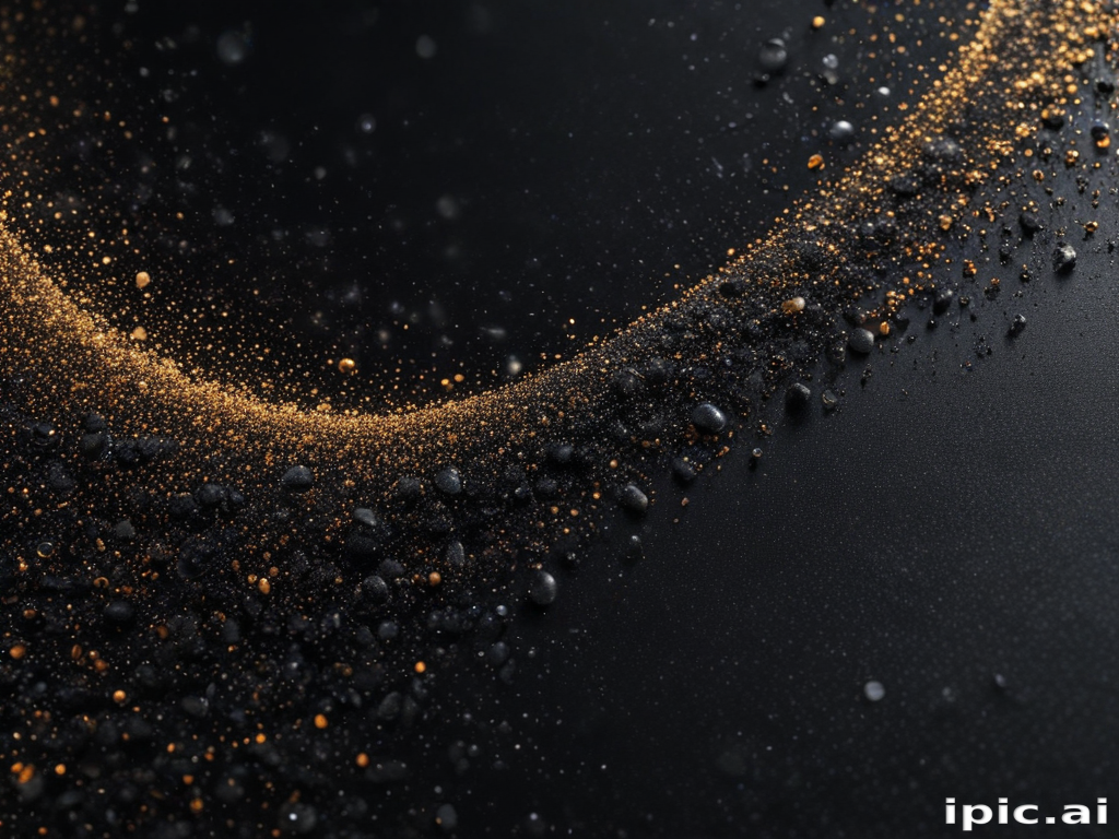 Abstract Art of Gold and Black Particles Forming a Stunning Pattern