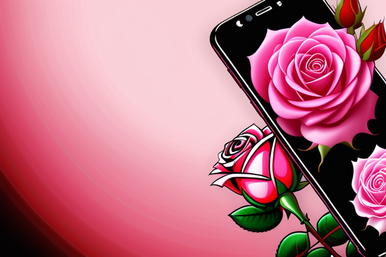 Beautiful Pink Roses Decorate a Smartphone Against a Soft Gradient ...