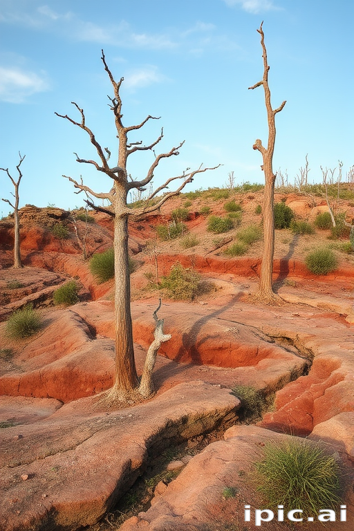 Scenic View of a Barren Landscape with Striking Dry Trees and Earth ...