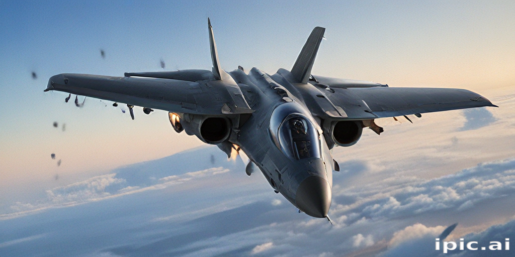 Majestic Military Jet Soaring Through the Sky at Dusk's Golden Hour