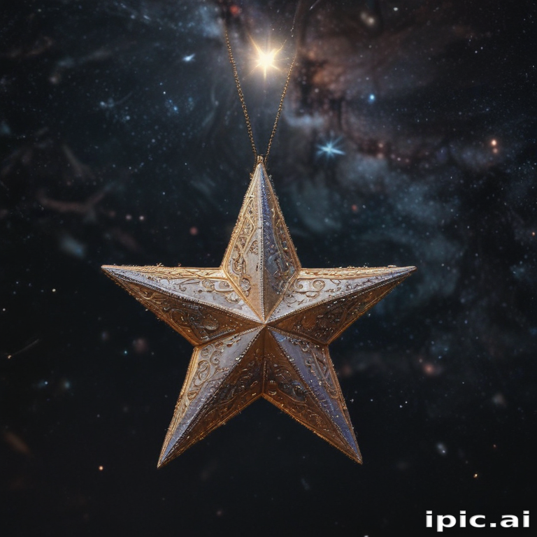 Glittering Celestial Star Ornament Shining Against a Cosmic Background