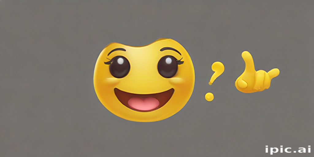 Curious and Happy Emoji with a Question Mark and Raised Finger Gesture