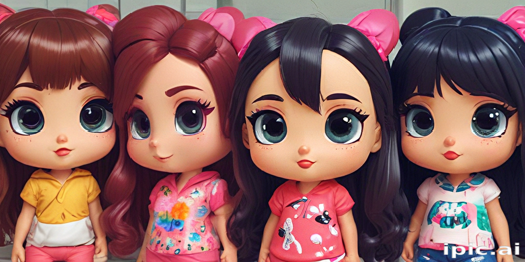 Four Colorful Dolls with Unique Styles and Charming Expressions Together
