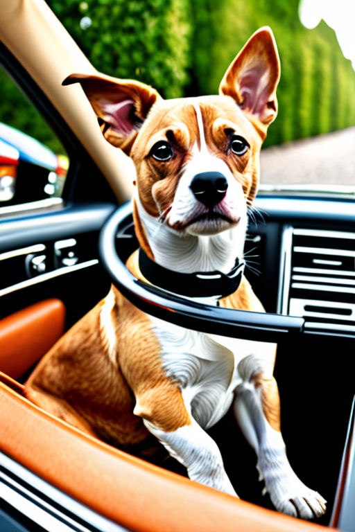 press photo, a dog driving a super car, pgotorealistic