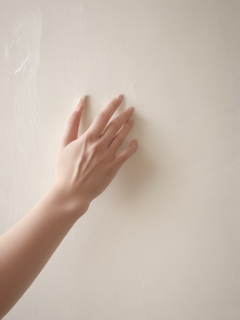 Delicate Touch: A Hand Gently Pressing Against a Soft Textured Surface