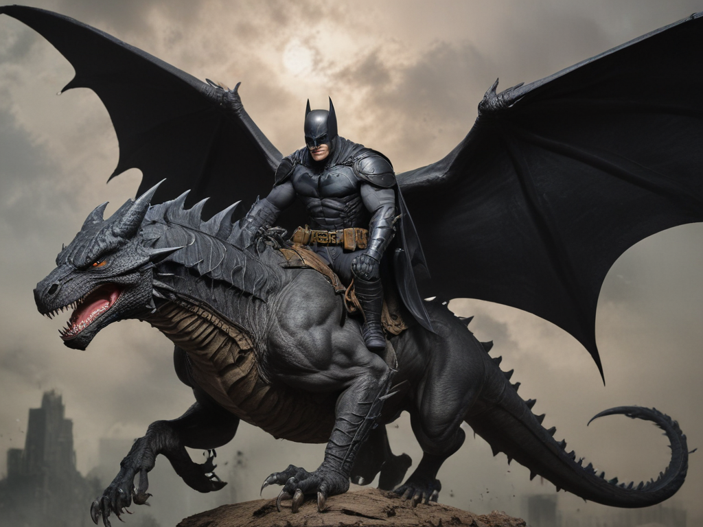 batman riding a dragon