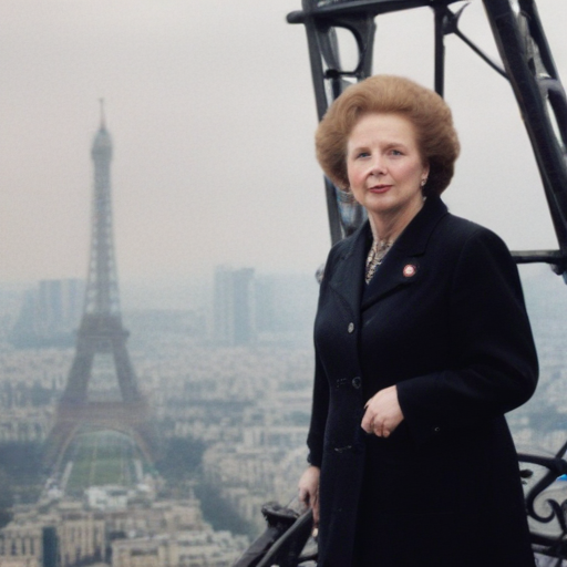 margaret thatcher climbing the eiffel tower