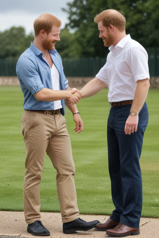 Hairy male touching Prince Harry full body
