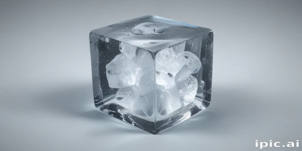 Intricate Ice Cube Displaying Unique Frozen Shapes Within Its Crystal ...
