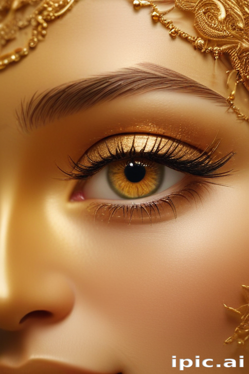 Stunning Close-Up of a Beautiful Eye with Golden Makeup Accents