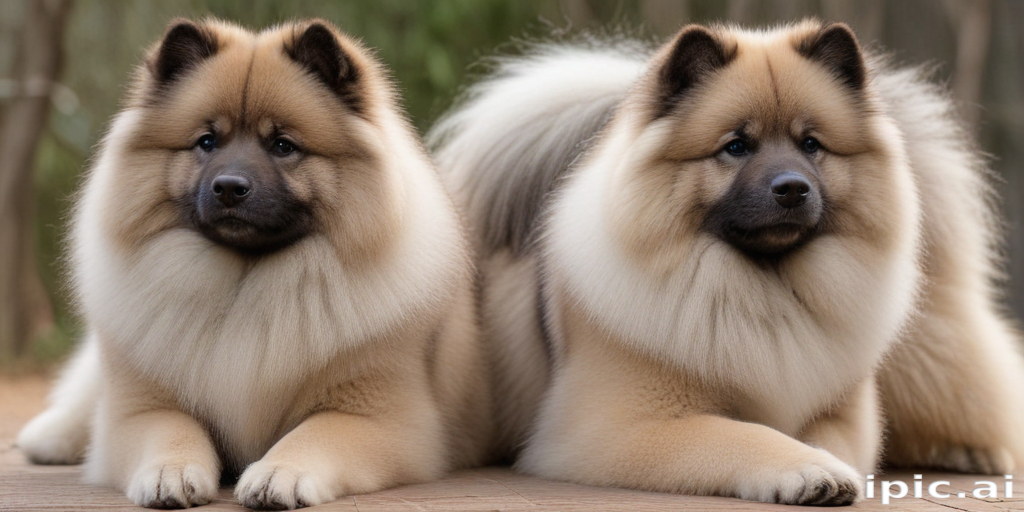 Two Fluffy Dogs Relaxing Together in a Natural Outdoor Setting.