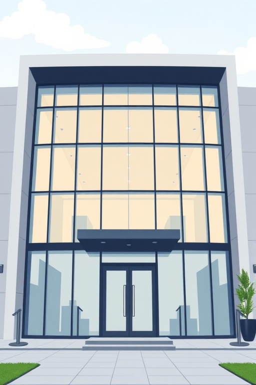 Modern Glass Building Entrance with Sleek Design and Minimalist ...