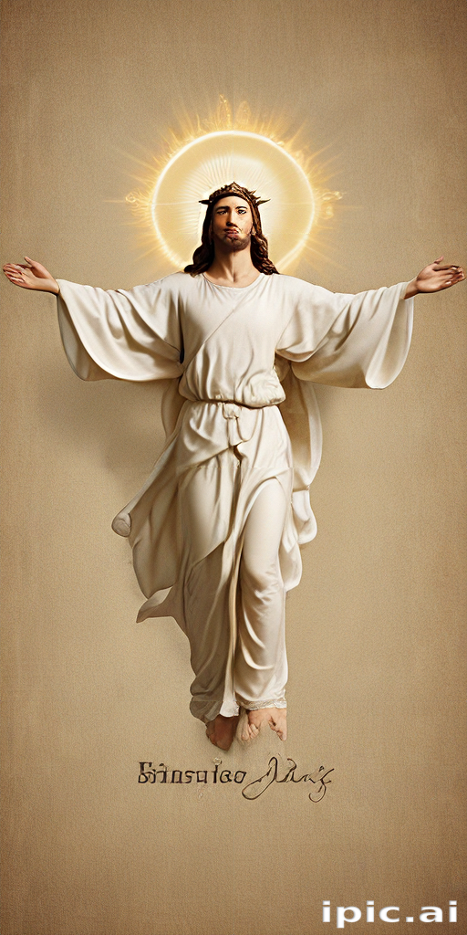 Radiant Figure of Jesus Christ with Outstretched Arms and Divine Light