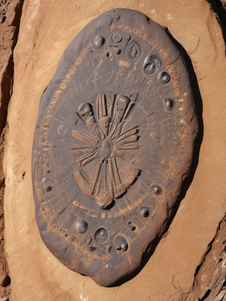 Ancient Rock Carving Featuring Intricate Designs and Symbols in Nature.