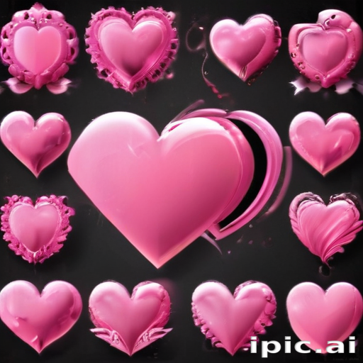 Collection of Various Pink Hearts in Different Shapes and Styles