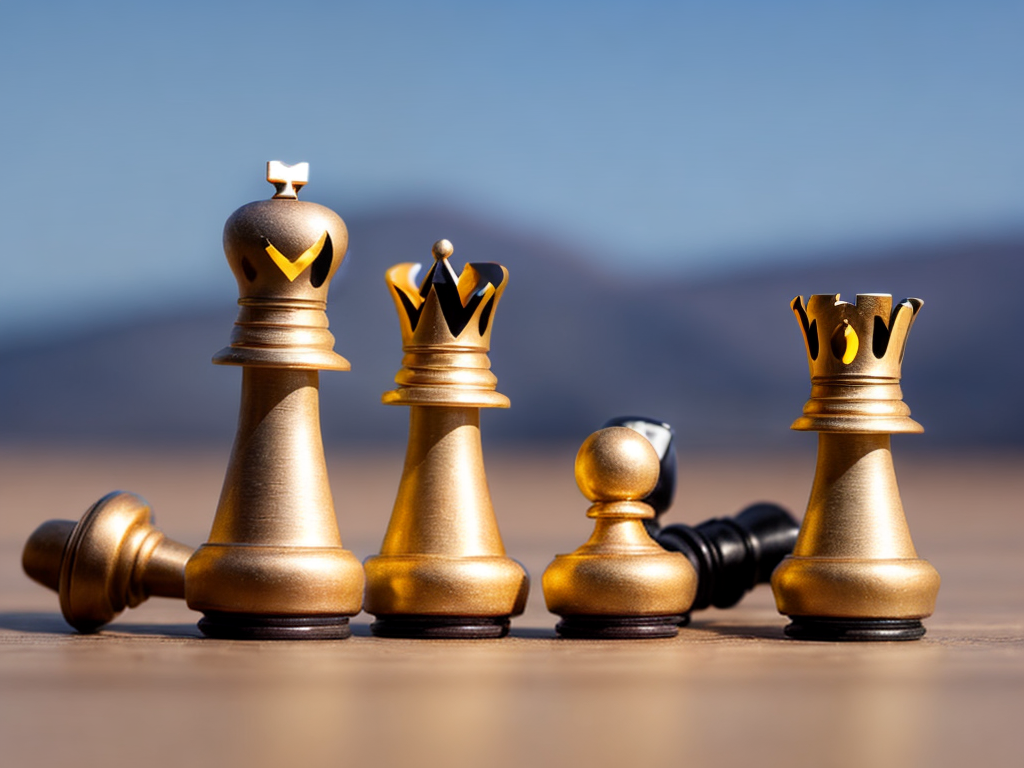 chess pieces battling against each other on a battlefield