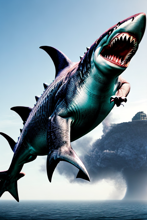 Sharkzilla, with spikes down its back, and dinasour/shark like, with a ...
