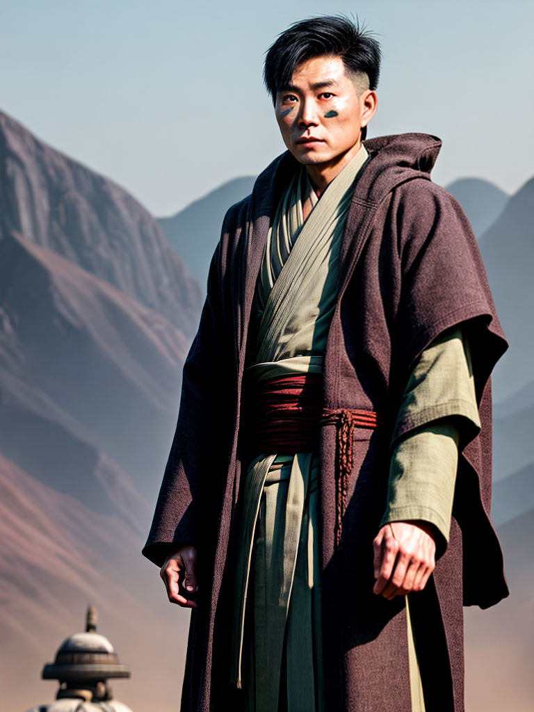 handsome asian male jedi