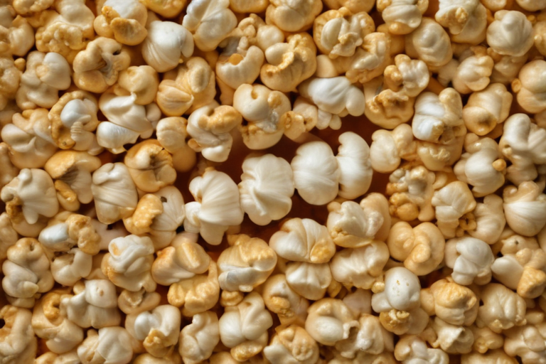 A Close-Up View of Fluffy Buttered Popcorn Kernels in a Bowl.