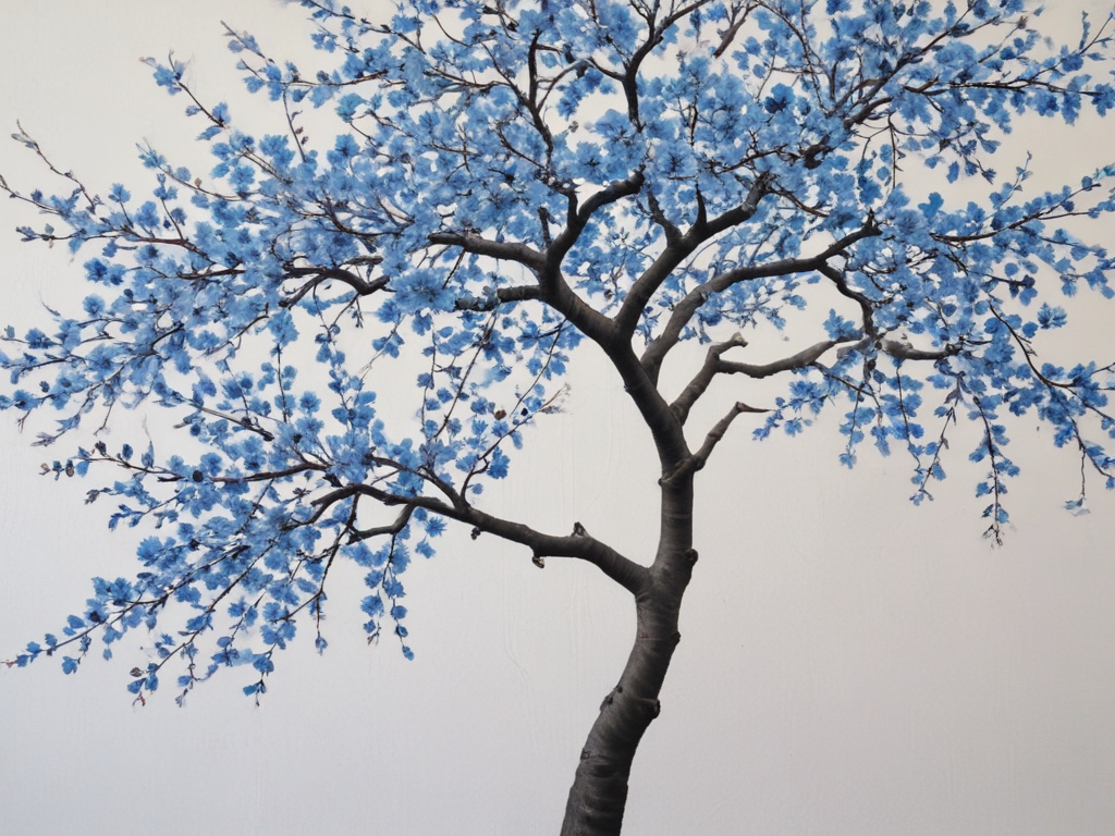 blue cherry blossom tree