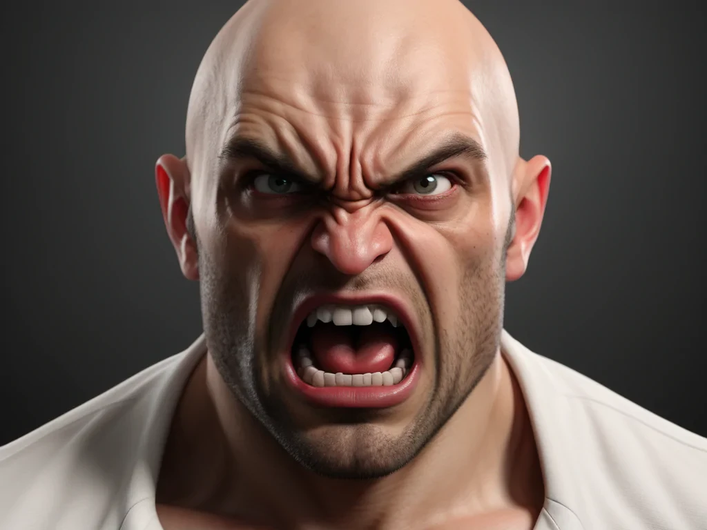 A Powerful Portrait of Anger: Intense Expression of Rage and Emotion.