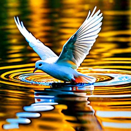 White dove flying over water
