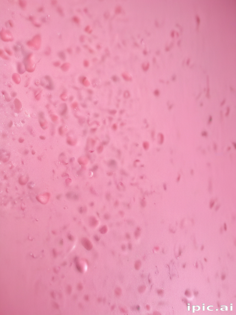 Close-Up View of Pink Surface with Water Droplets and Texture Patterns