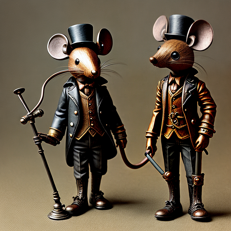 steampunk mouse with walking stick
