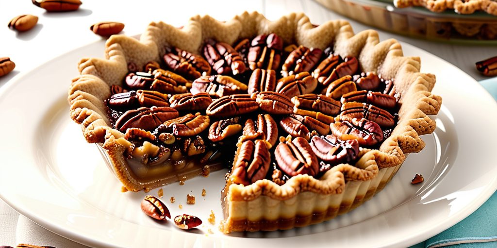 Deliciously Decadent Pecan Pie with Golden Crust and Nutty Toppings.