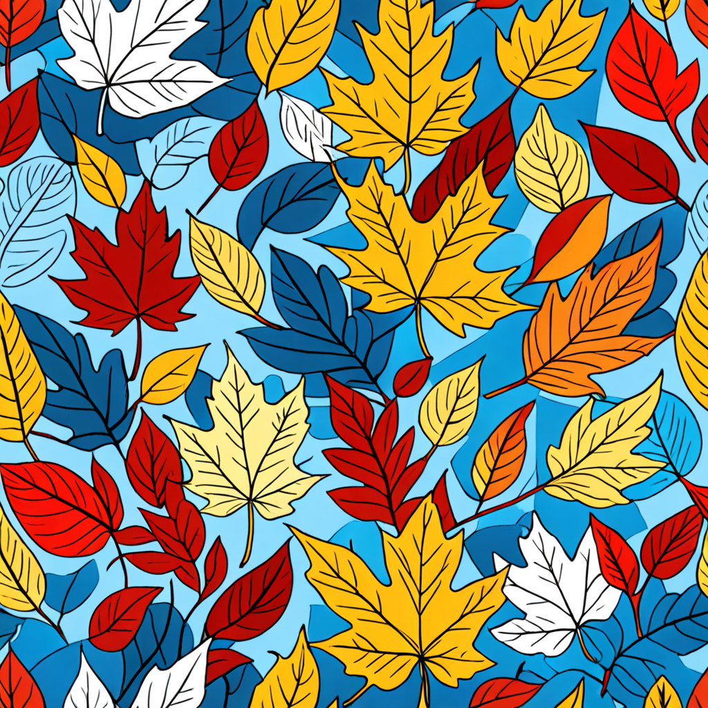 light colors White and blue, red, yellow leaf's illustration