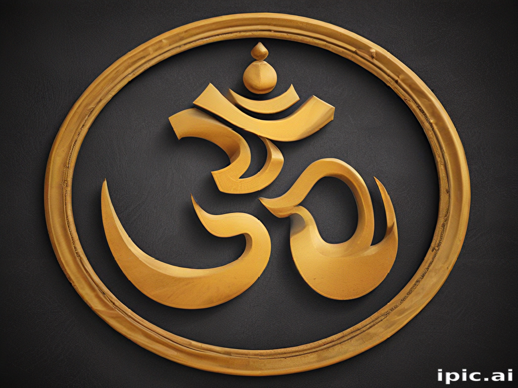 Elegant Golden Om Symbol Encircled by a Decorative Round Frame