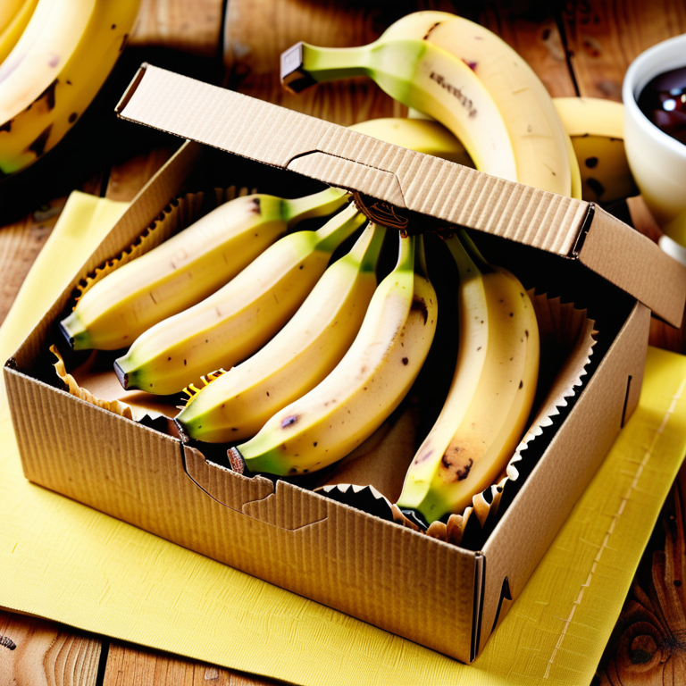 Freshly Packed Bananas in a Cardboard Box on a Bright Table