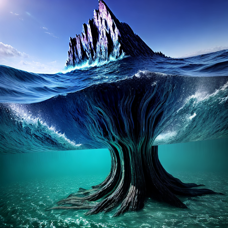 gigantinc eldritch being, depth of the sea , fear of deep water, abstract