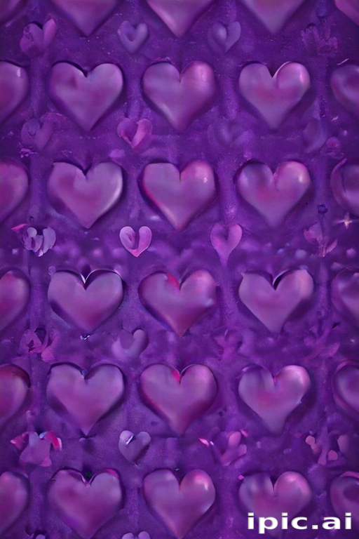 Colorful Pattern of Heart Shapes on a Purple Background Design