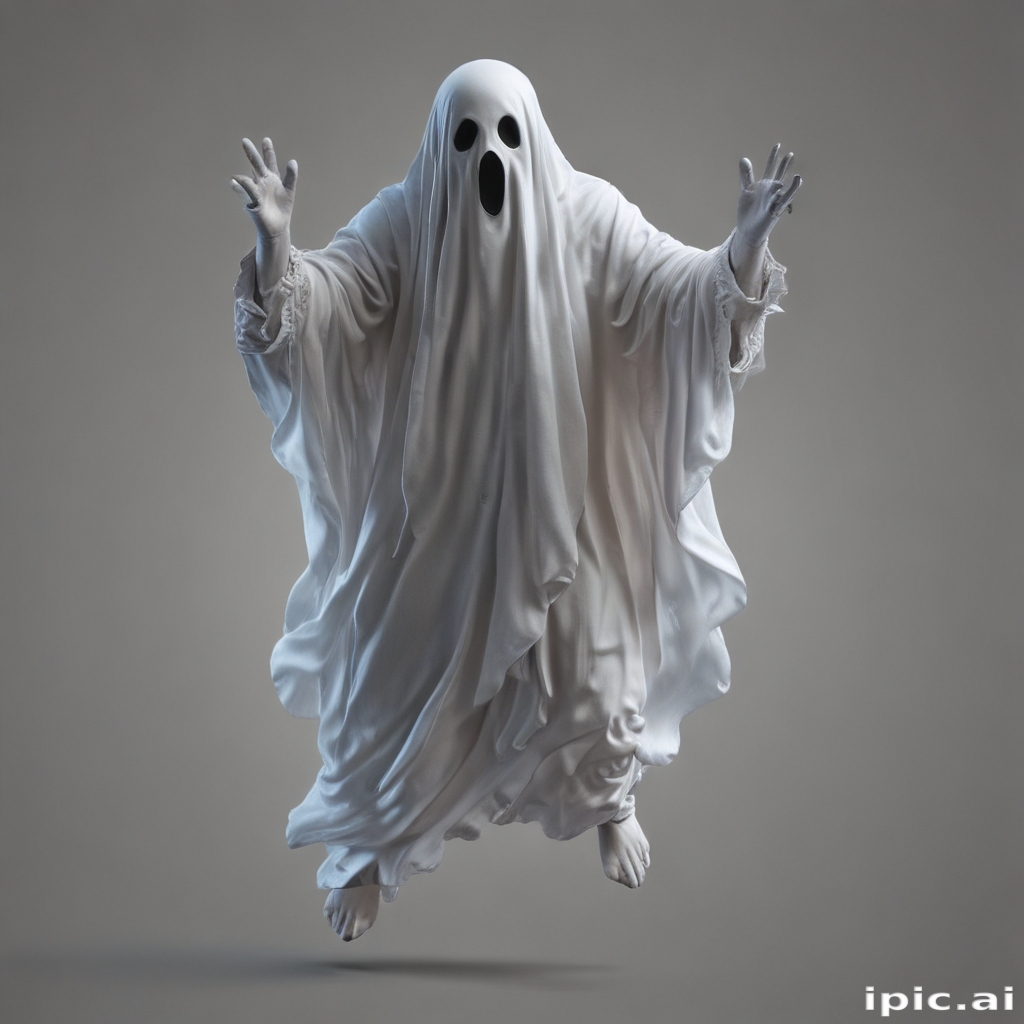 A Haunting Specter in White Floating Mysteriously Above the Ground.