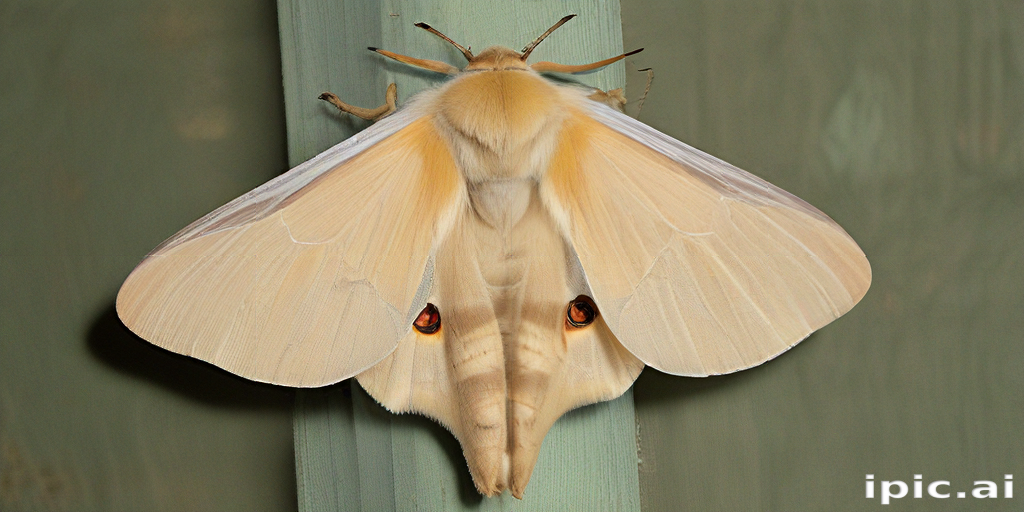 A Beautiful Cream-Colored Moth Resting on a Green Surface.