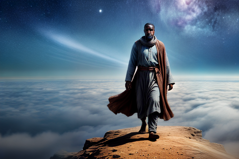 The Prophet of God, Idris, walks on the clouds