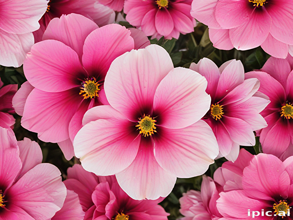 Vibrant Pink Flowers Blooming in a Lush Garden Setting Full of Life