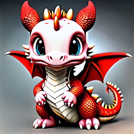 red baby dragon cute