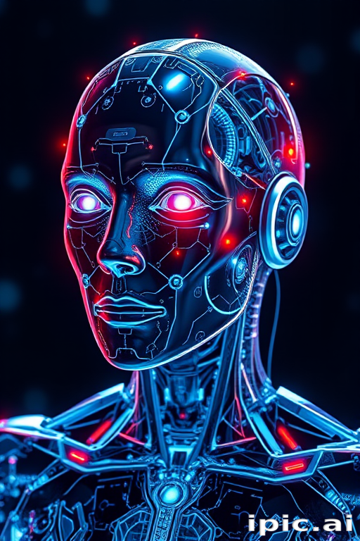 Futuristic Cybernetic Face with Glowing Features and Intricate ...
