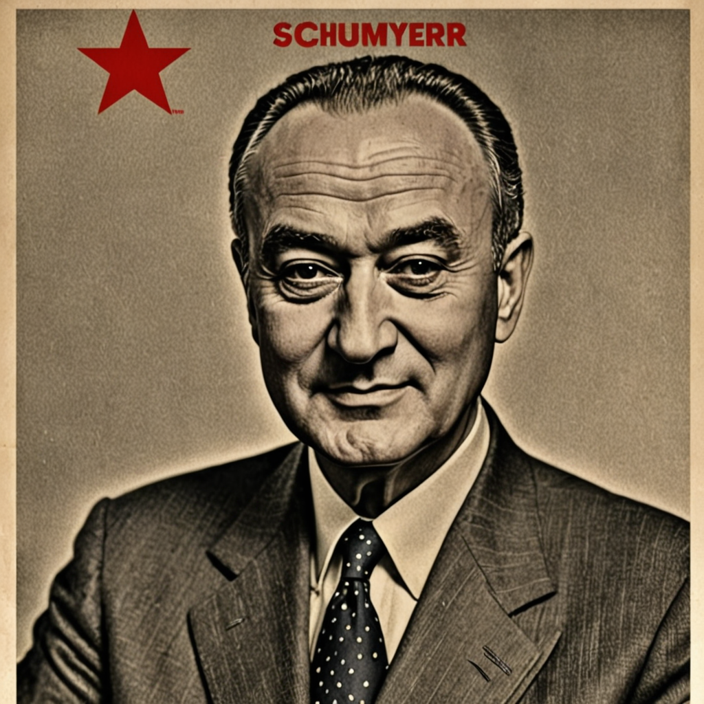 Chuck Schumer cccp soviet style propaganda poster