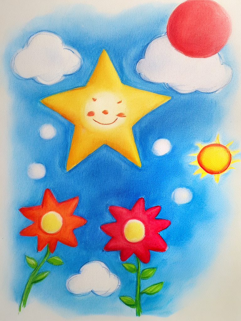 a star, a sun, a moon and a cloud all hug realistic