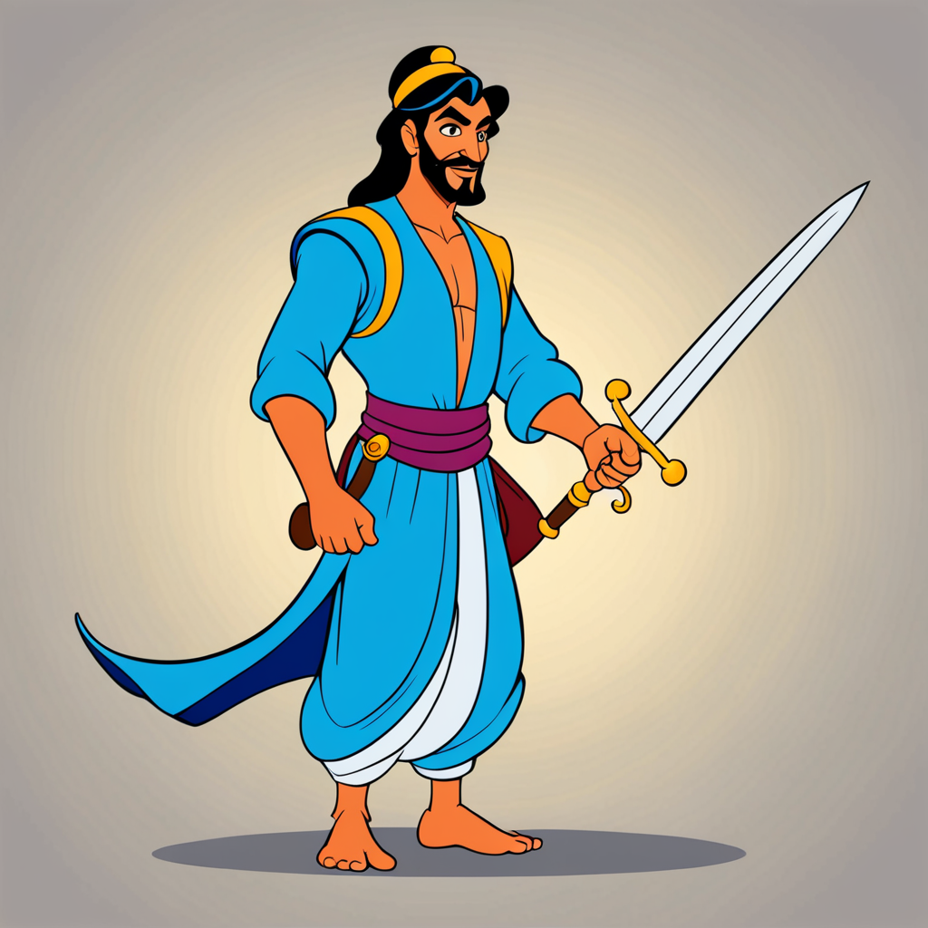 The guard of the Sultan of Agrabah from the cartoon Aladdin walks with ...