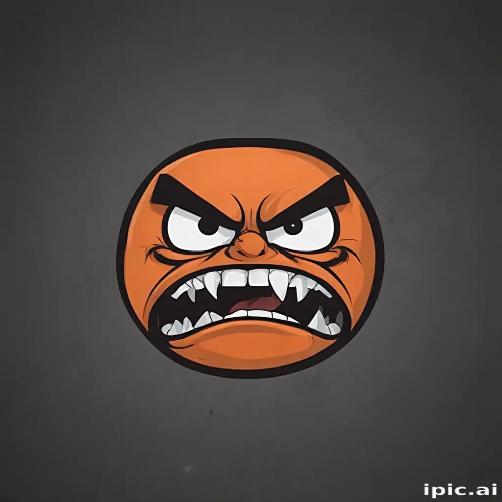 Angry Cartoon Face with Sharp Teeth and Intense Expression on Dark ...