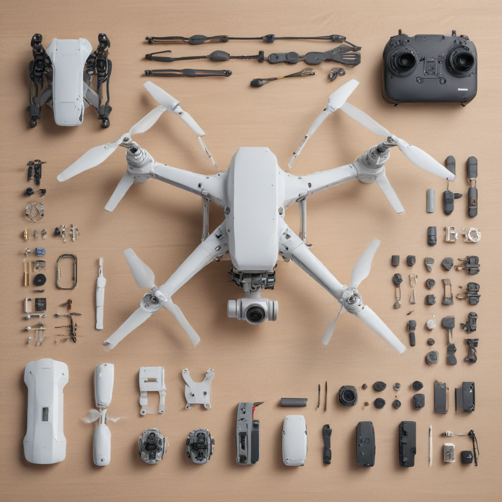 drone image with detailed configurations in exploded view