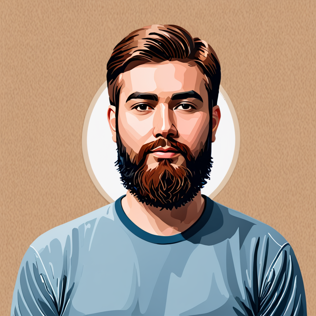 few strokes drawing of a tall chuby man with short hair, long long ...