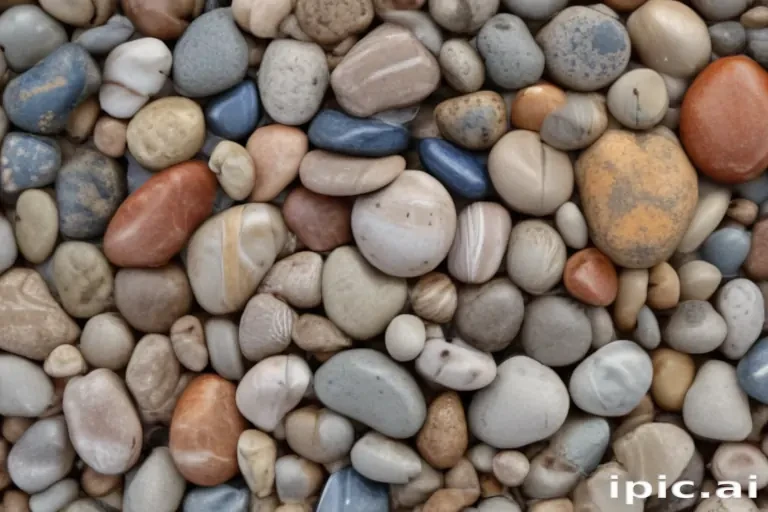Colorful Variety of Smooth Pebbles and Stones on a Natural Surface